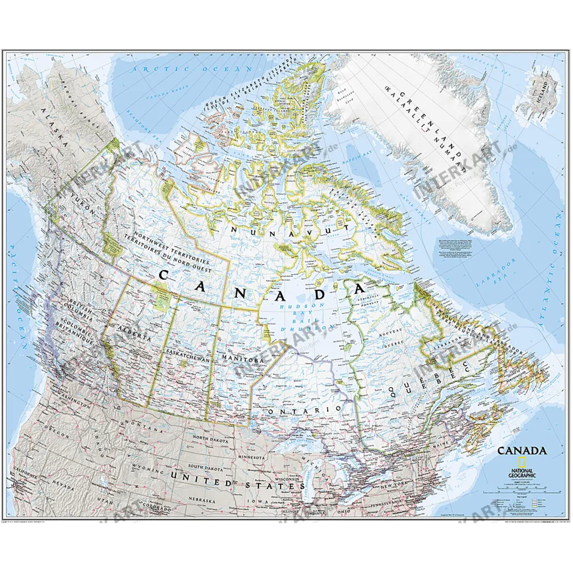 National Geographic Mappa Canada 96 x 81cm